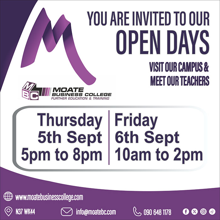 Moate Business College Open Day - Education Events