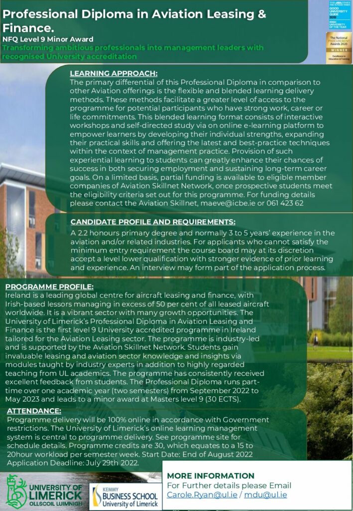 Professional Diploma in Aviation Leasing and Finance - Find a Course